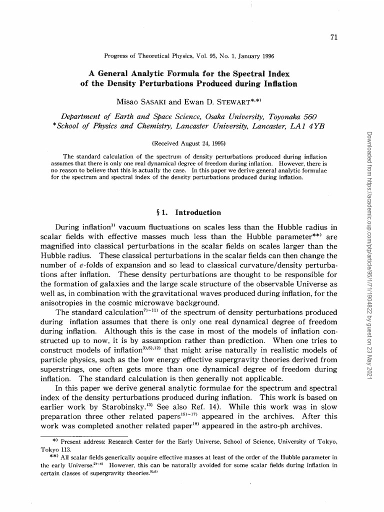 A General Analytic Formula For The Spectral Index | PDF | Universe ...