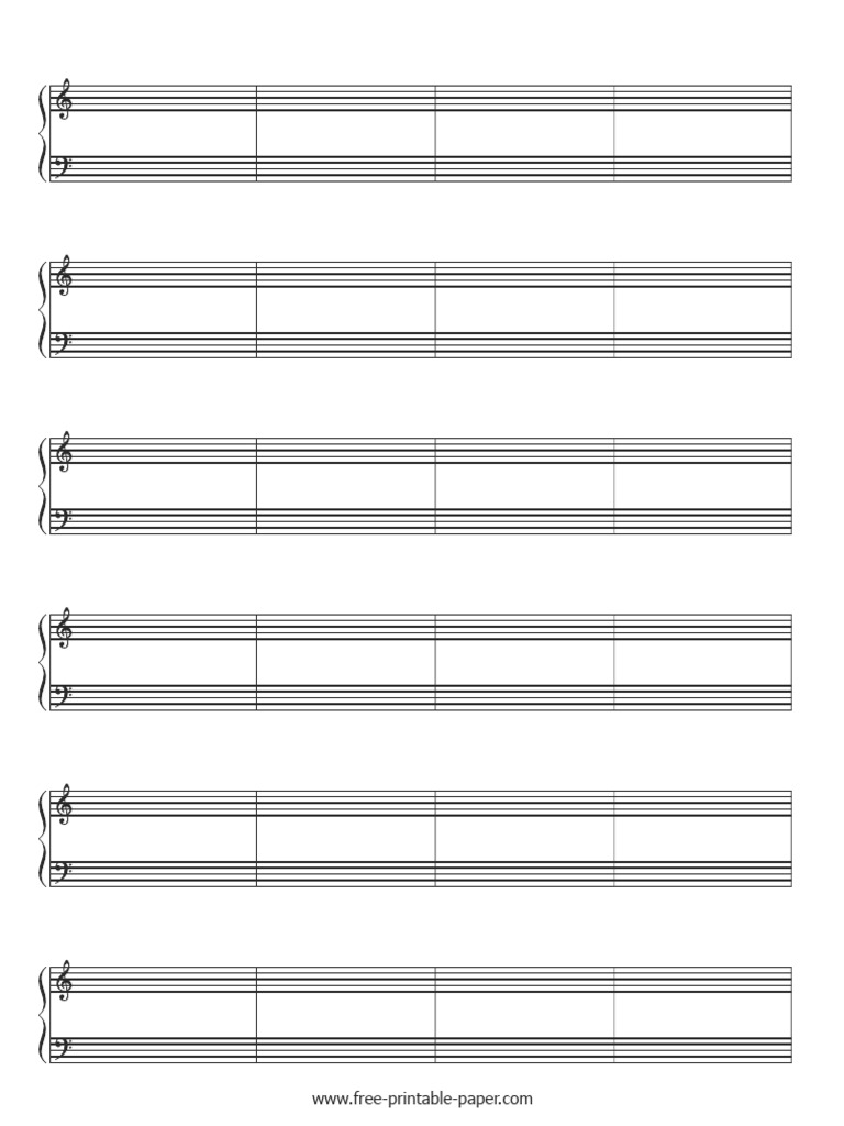 Printable Sheet Music For Piano With Bar Lines 2 | PDF