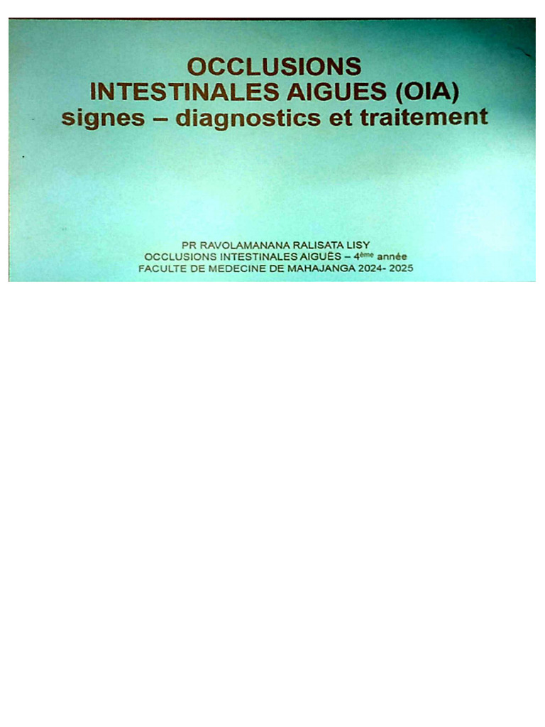 Occlusion Intestinale Aiguë | PDF