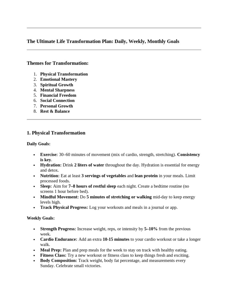 The Ultimate Life Transformation Plan | PDF | Physical Fitness | Debt