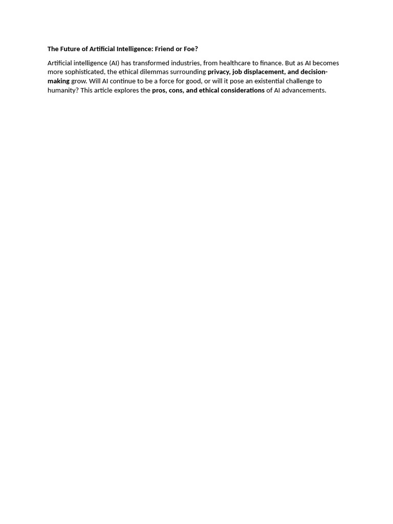 The Future Of Artificial Intelligence Pdf