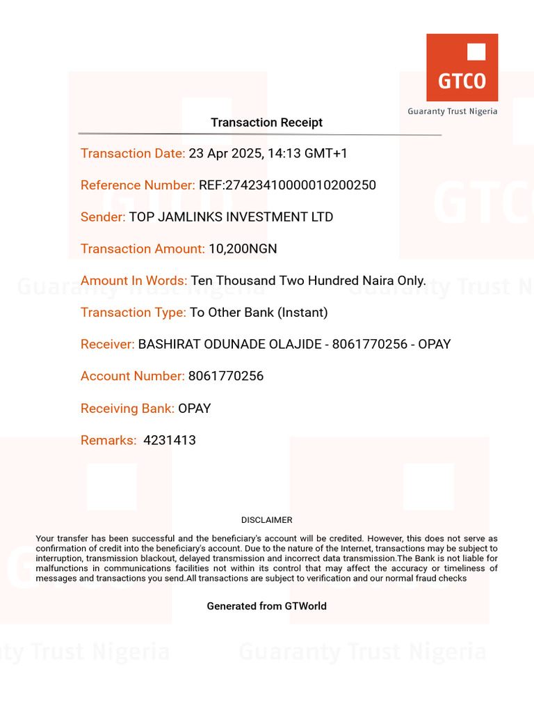 Transaction Date: Reference Number: Sender: Transaction Amount: Amount ...