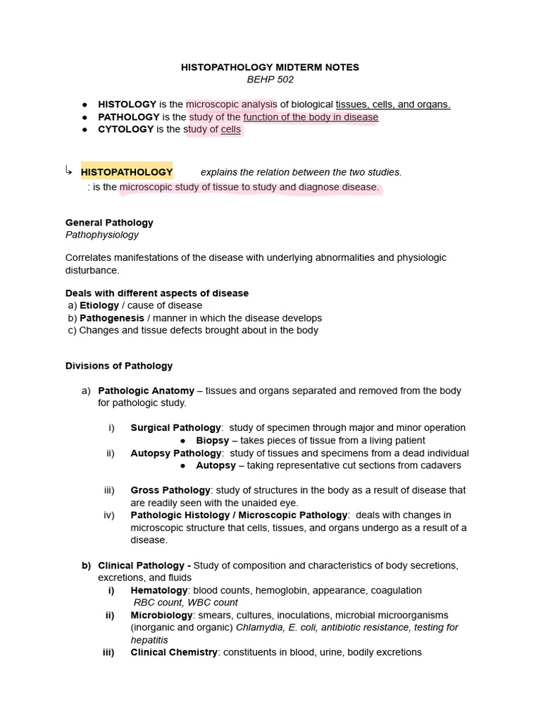 Histopathology Midterm Notes | PDF | Bone | Epithelium