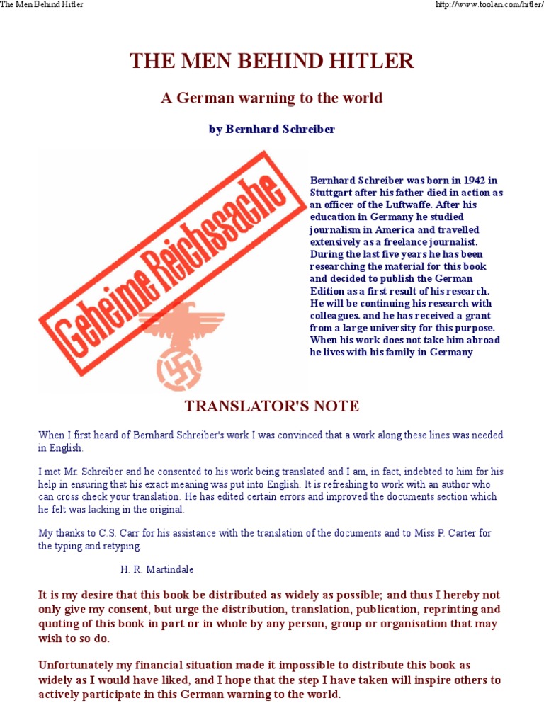Bernhard Schreiber - The Men Behind Hitler | PDF | Charles Darwin ...