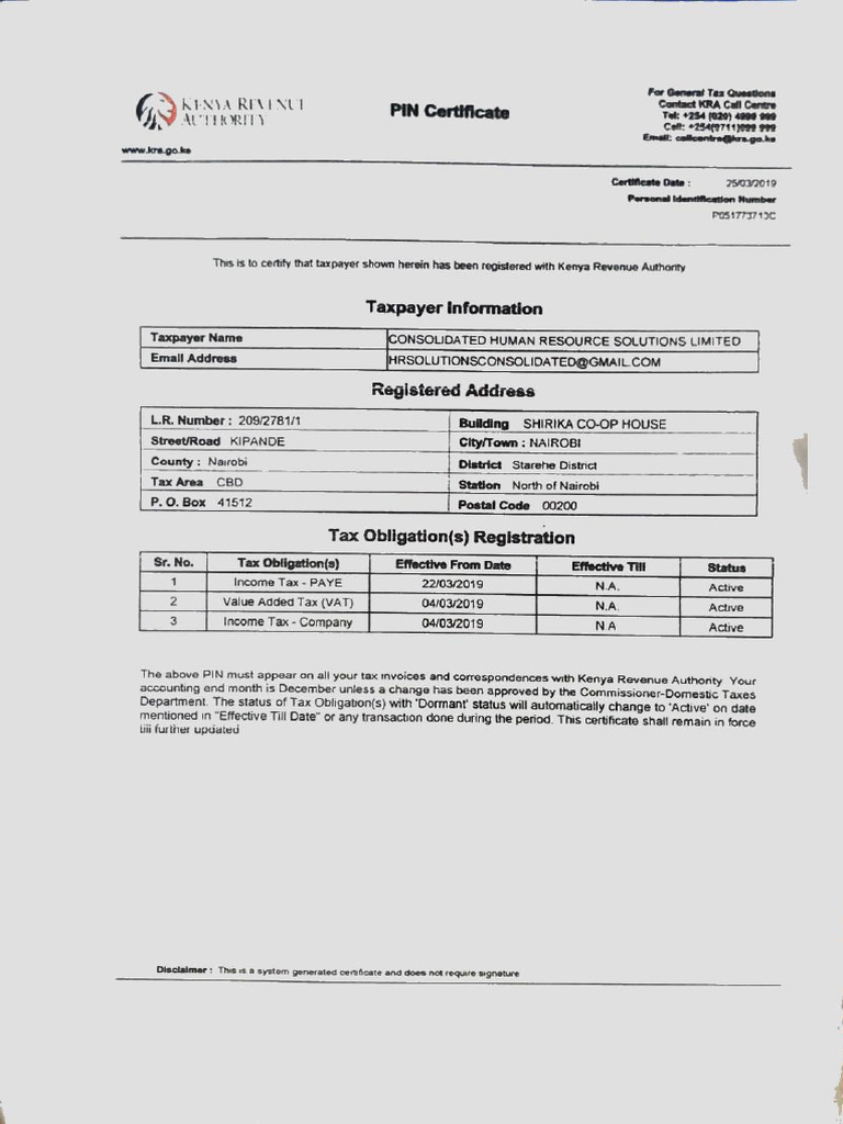 Kra Pin Considated | PDF