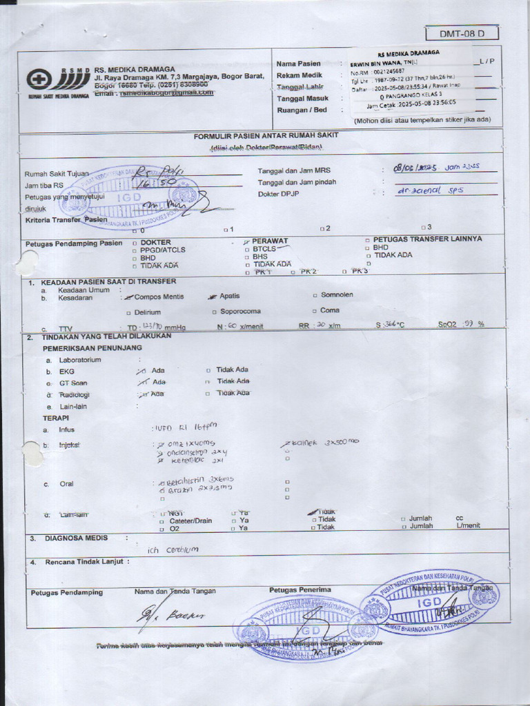 Form Antar Rs Erwin | PDF