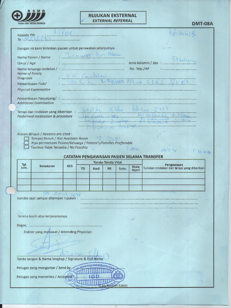Form Rujukan Erwin | PDF