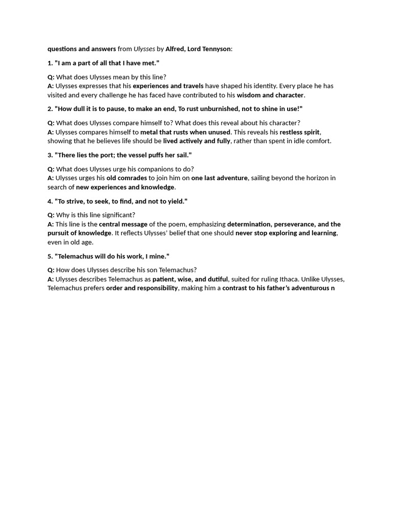 Ulysses: Key Questions and Answers | PDF