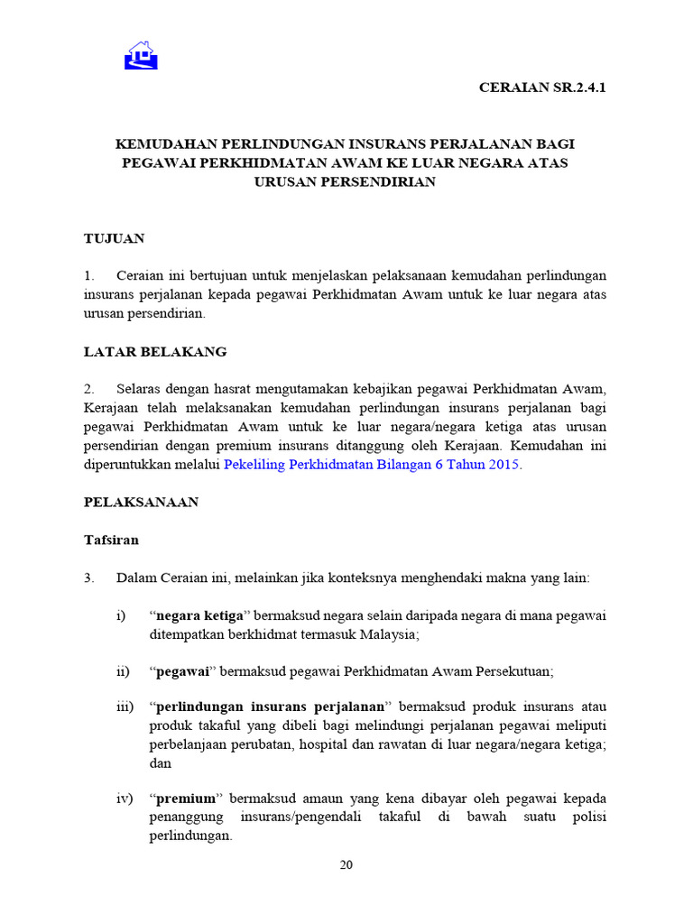 Insurans Perjalanan Pegawai Awam Luar Negara | PDF