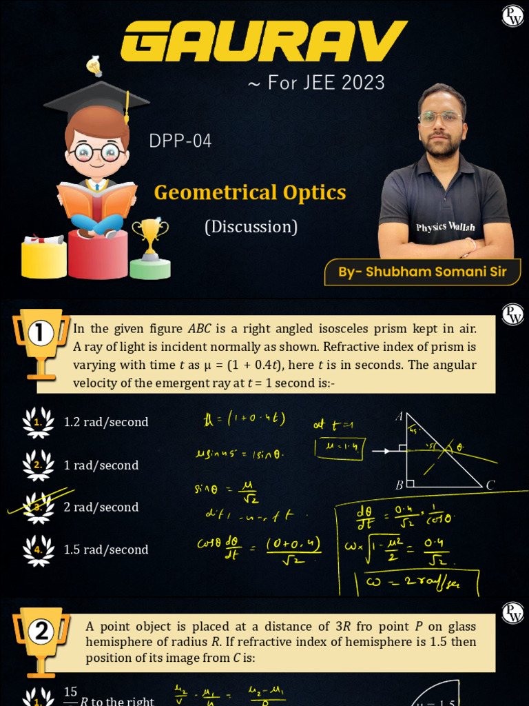 359 Geometrical Optics DPP 04 Solution Notes Gaurav JEE 2023? | PDF ...