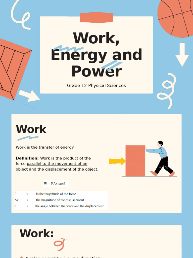 Grade 12 Work, Energy, and Power Guide | PDF | Force | Velocity