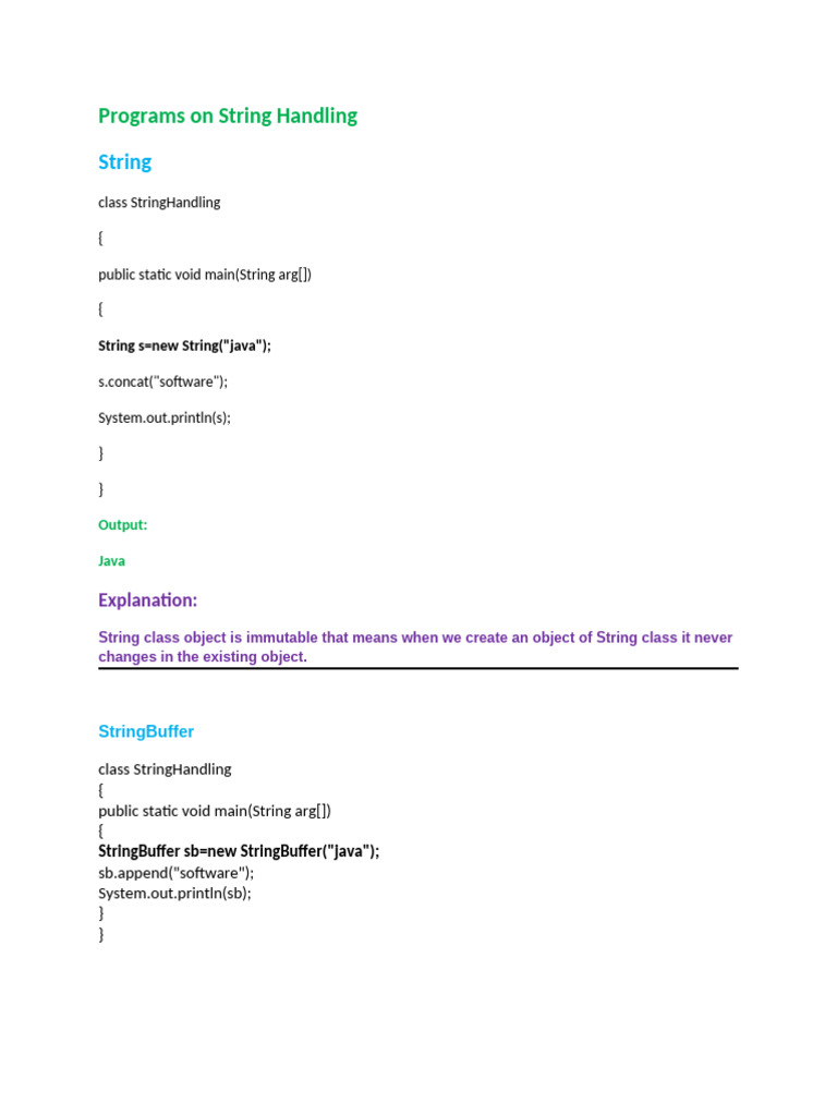 Programs On String Handling | PDF | String (Computer Science) | Java ...