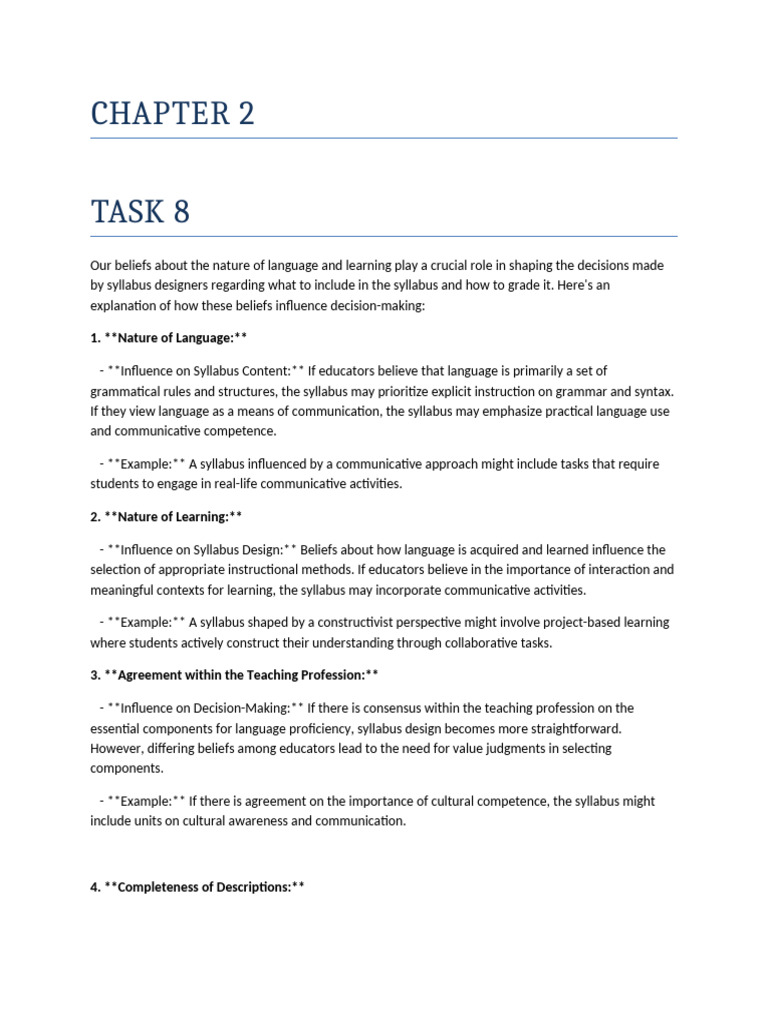 Chapter 2 Syllabus Design | PDF | Learning | Second Language