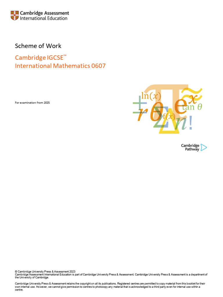 0607 Scheme of Work (For Examination From 2025) | PDF | Interest | Numbers