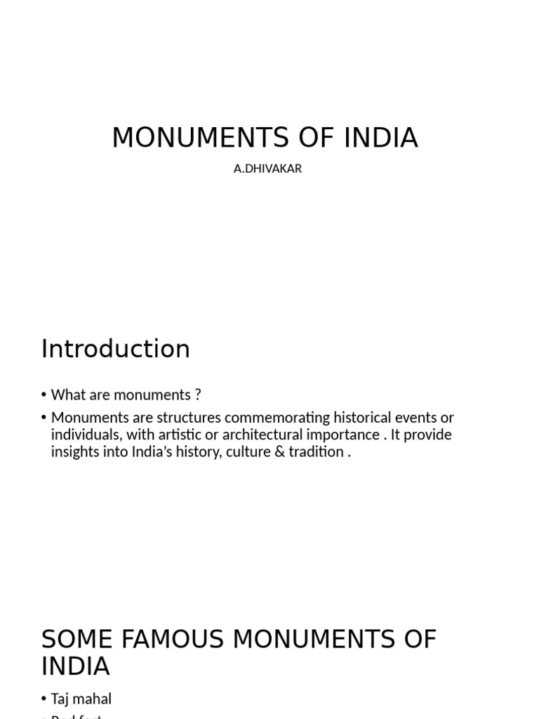 Famous Monuments of India Overview | PDF
