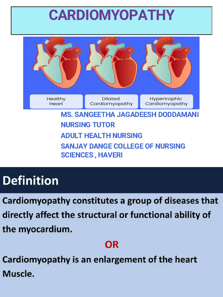 Cardiomyopathy, 3rd Sem Adult Health Nursing | PDF
