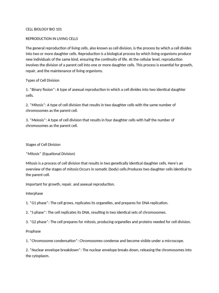 Edited BIO 101 2 | PDF | Meiosis | Mitosis