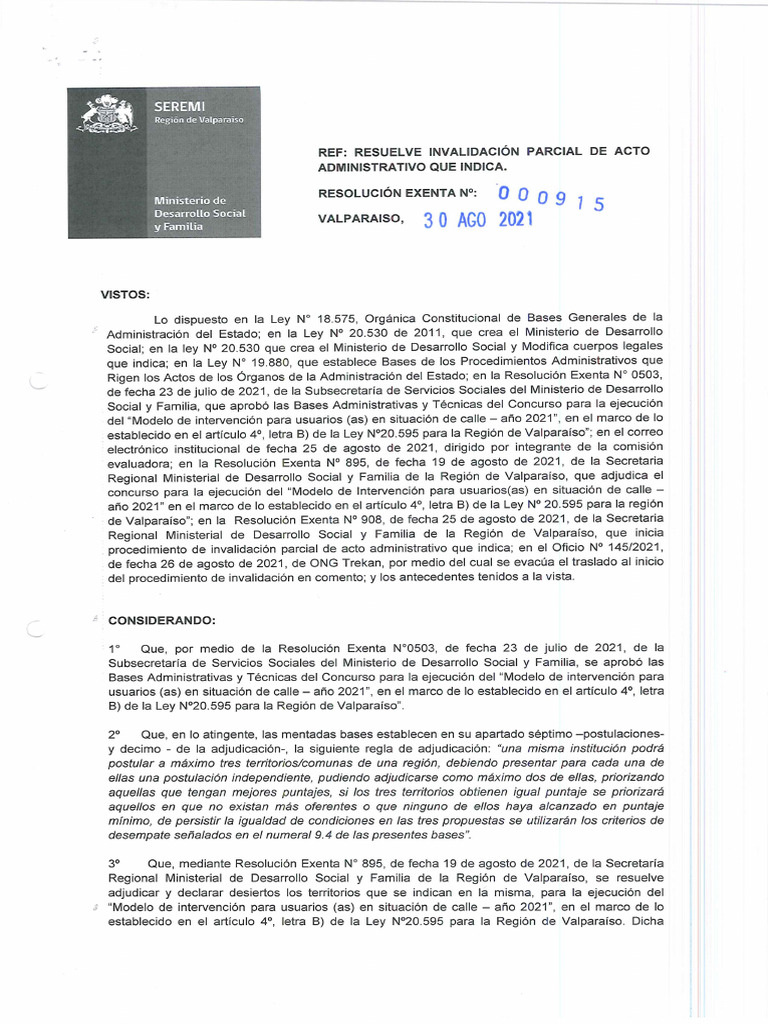 Resolucion Resuelve Invalidacion Parcial de Adjudicacion | PDF