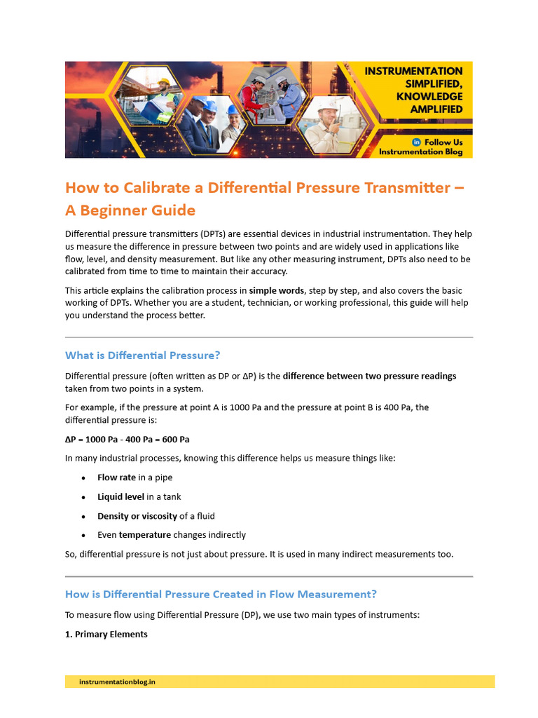 How To Calibrate A Differential Pressure Transmitter | PDF | Pressure ...