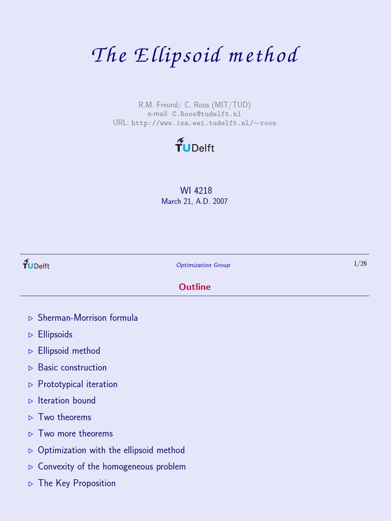 Ellipsoid Method for Optimization | PDF | Linear Programming ...