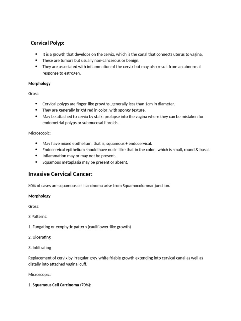 Cervical Polyps and Cancer Overview | PDF