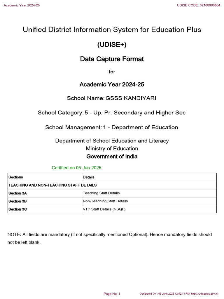 Certification of Udise For Teachers | PDF | Teachers | Schools