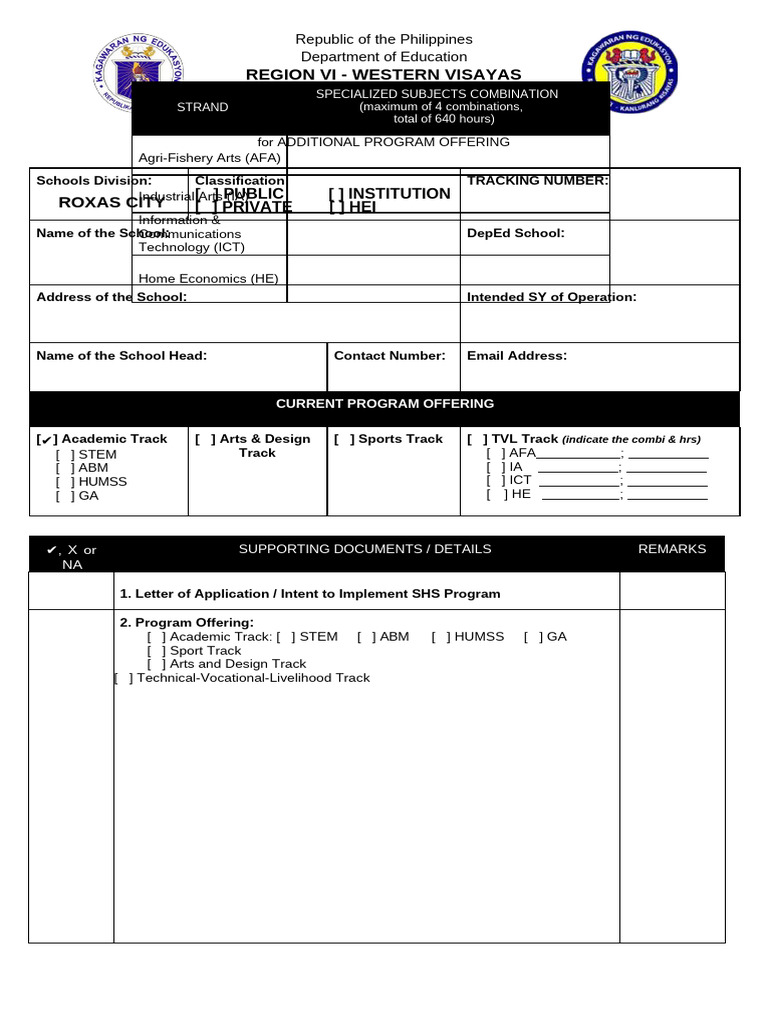 SHS Program Evaluation Sheet - Philippines | PDF