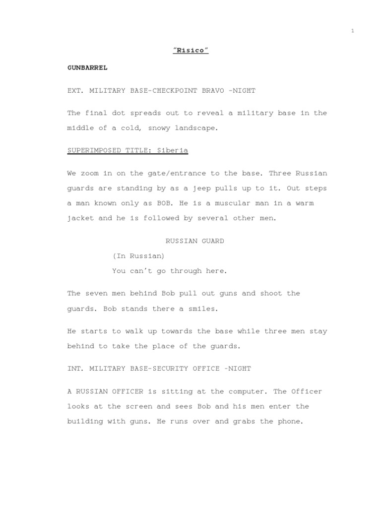 James Bond Screenplay "Risico" Part One | PDF | Leisure | Nature