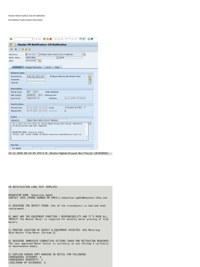 Master Meter Calibration Issue Report | PDF | Identity Document