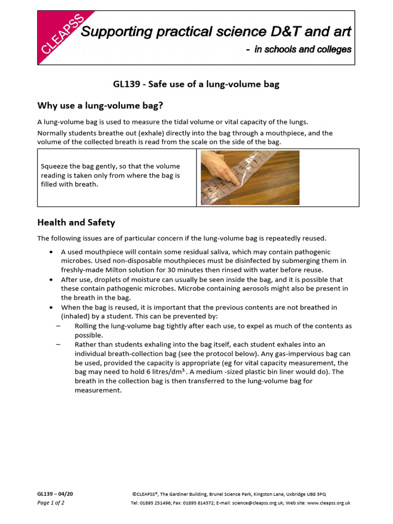 Safe Use of Lung-Volume Bags Guide | PDF | Pulmonology | Respiration