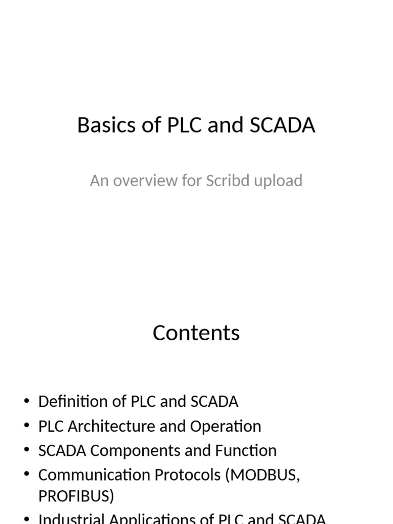 Presentation 1 Basics of PLC and SCADA | PDF