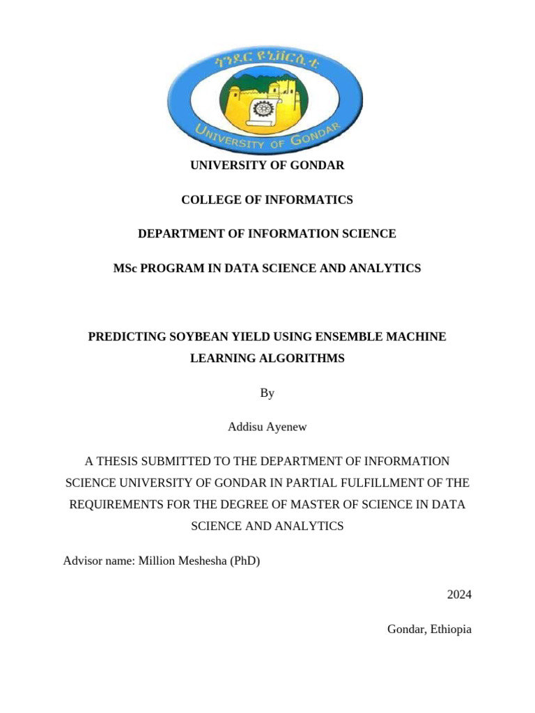 Predicting Soybean Yield Using Ensemble Machine Learning Algorithms | PDF | Agriculture ...