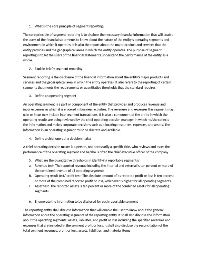 What Is The Core Principle of Segment Reporting | PDF | Expense | Revenue