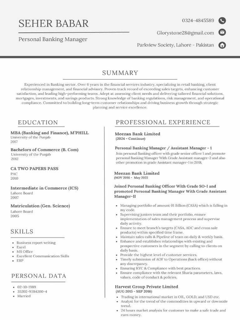 Gray and White Simple Clean Resume | PDF