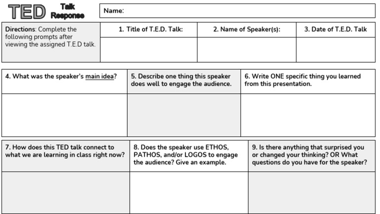 TEDTalkWorksheet 1 | PDF