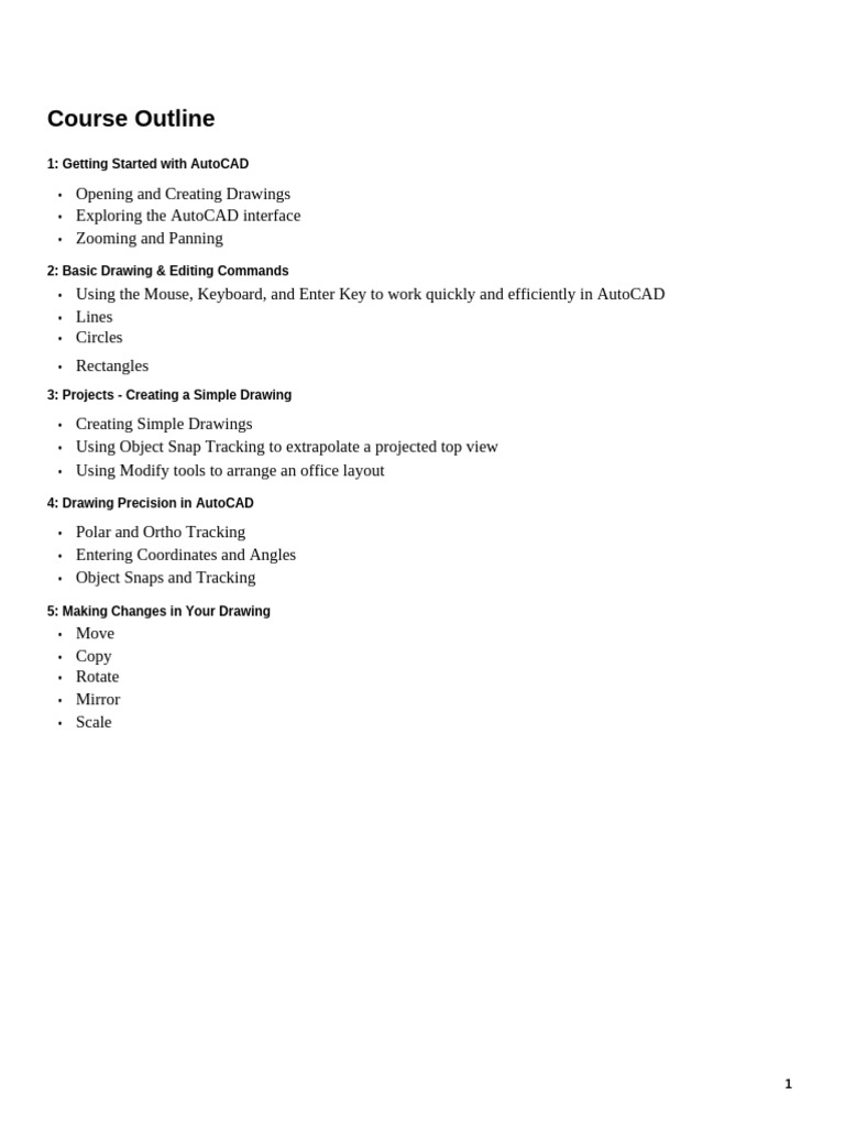 Beginner Autocad Syllabus | PDF | Page Layout | Drawing