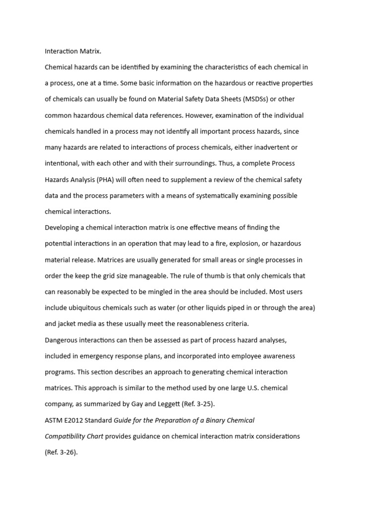 Chemicals Interaction Matrix1. | PDF | Hazards | Physical Sciences
