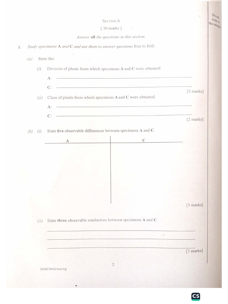 Biology Wassce Practicals 2024 | PDF