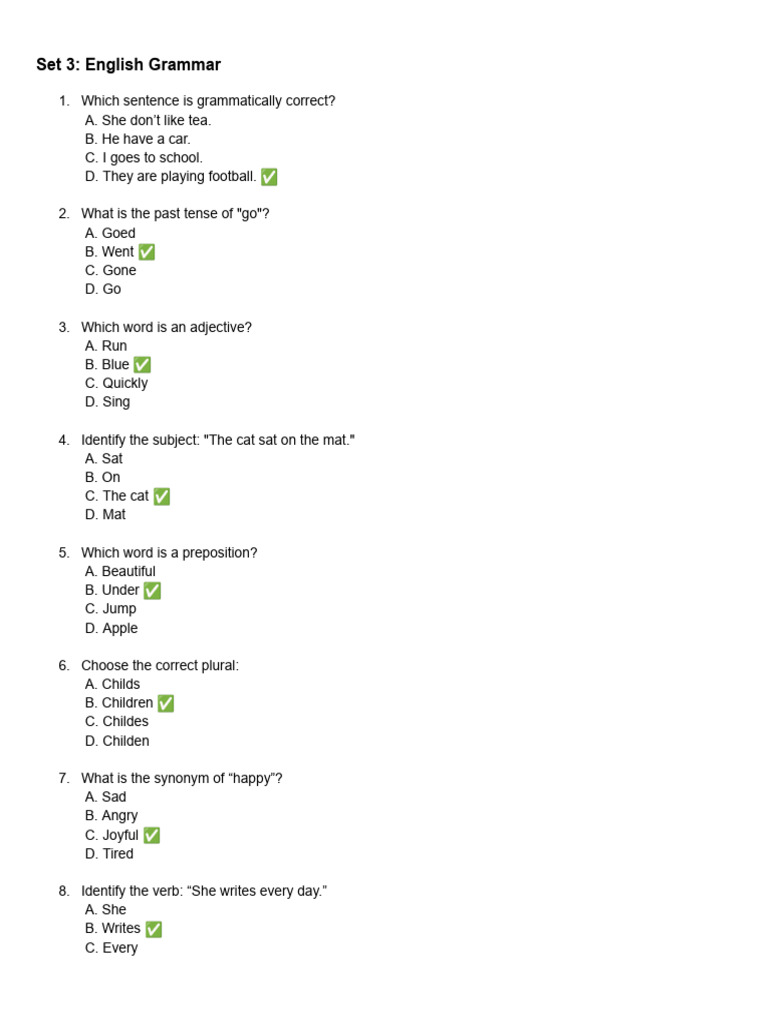 Grade 7 - English Grammar | PDF