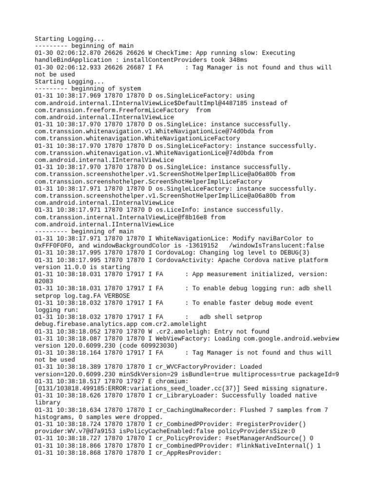Log A | PDF | Android (Operating System) | Java (Programming Language)