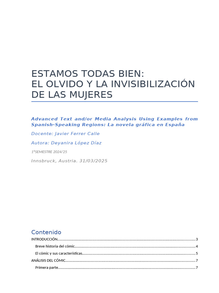 Análisis de "Estamos todas bien" | PDF | Cómics | Color