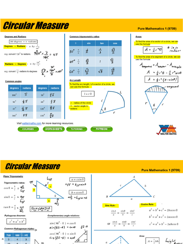 Understanding Circular Measure 9709 | PDF