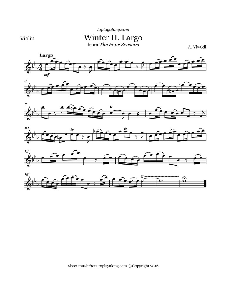 Vivaldi Winter Largo Violin | PDF