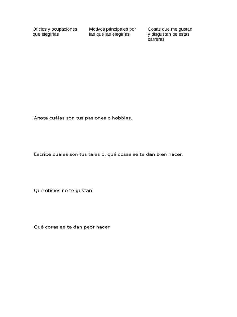 Ejercicio Orientación Profesional | PDF