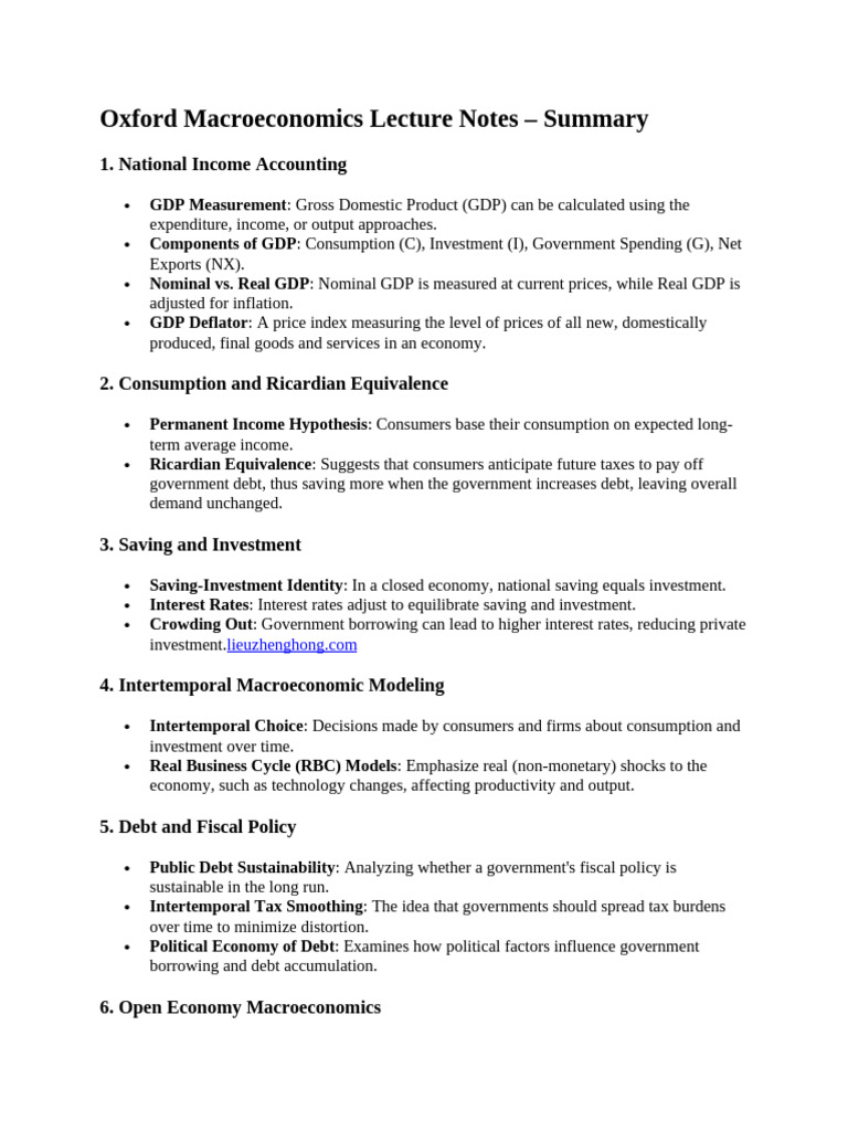 Macroeconomics Lecture Notes Summary | PDF | Macroeconomics | Gross ...
