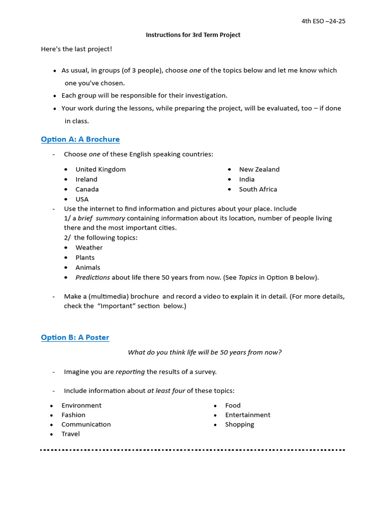 Instructions For Term 3 Project | PDF | Human Communication | Cognition