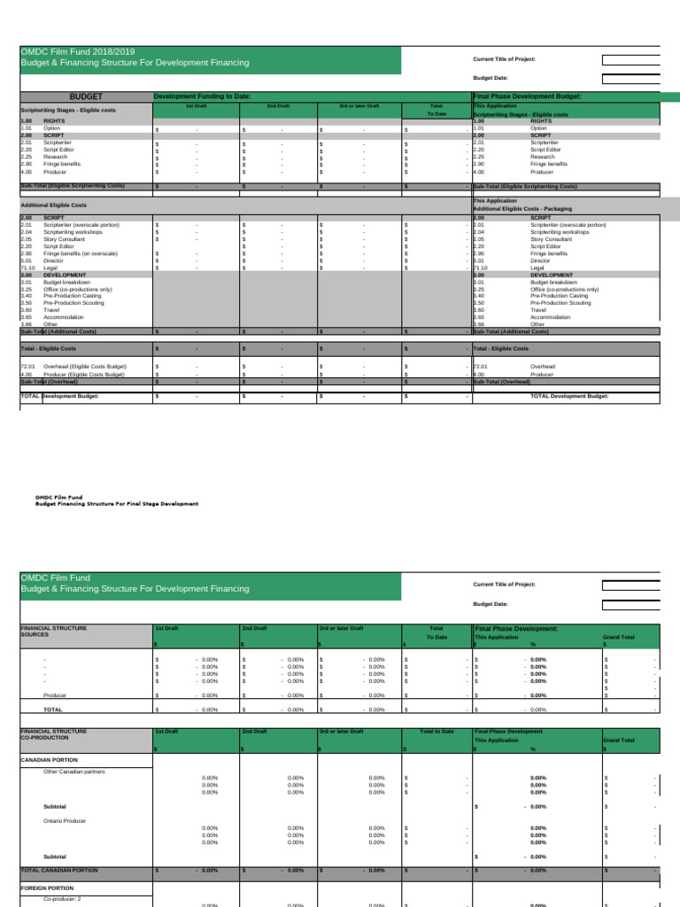 Film Budget Template 20 | PDF