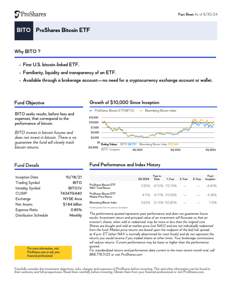 ProShares BITO ETF Fact Sheet | PDF | Exchange Traded Fund | Investment ...