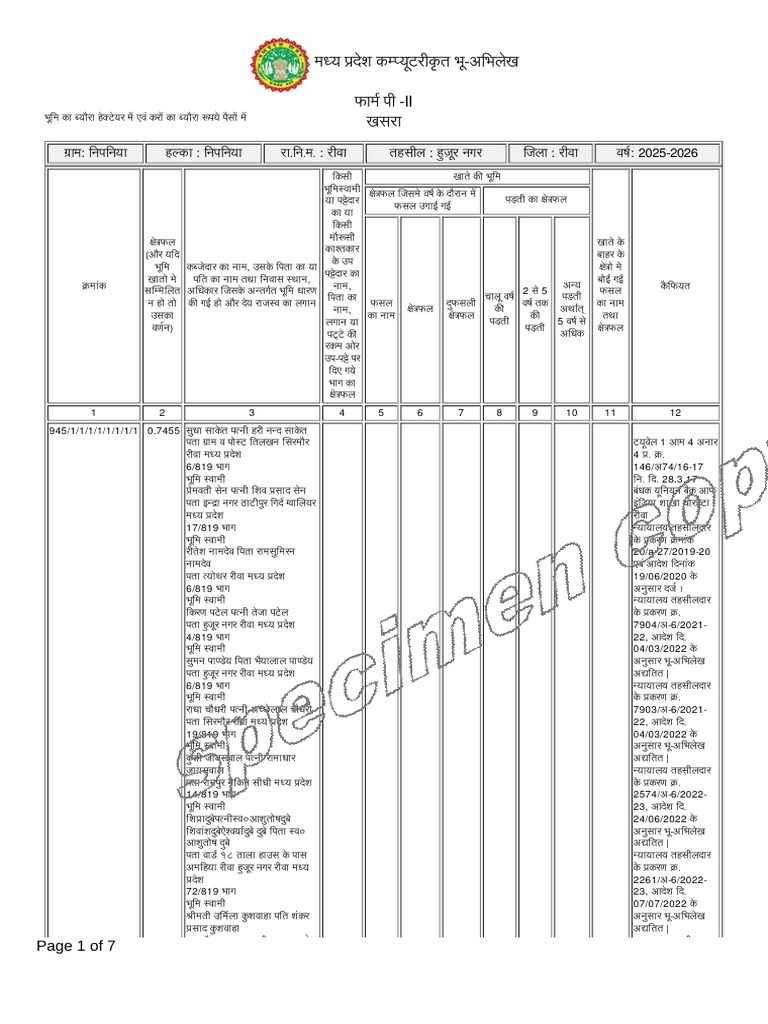 Khasra | PDF