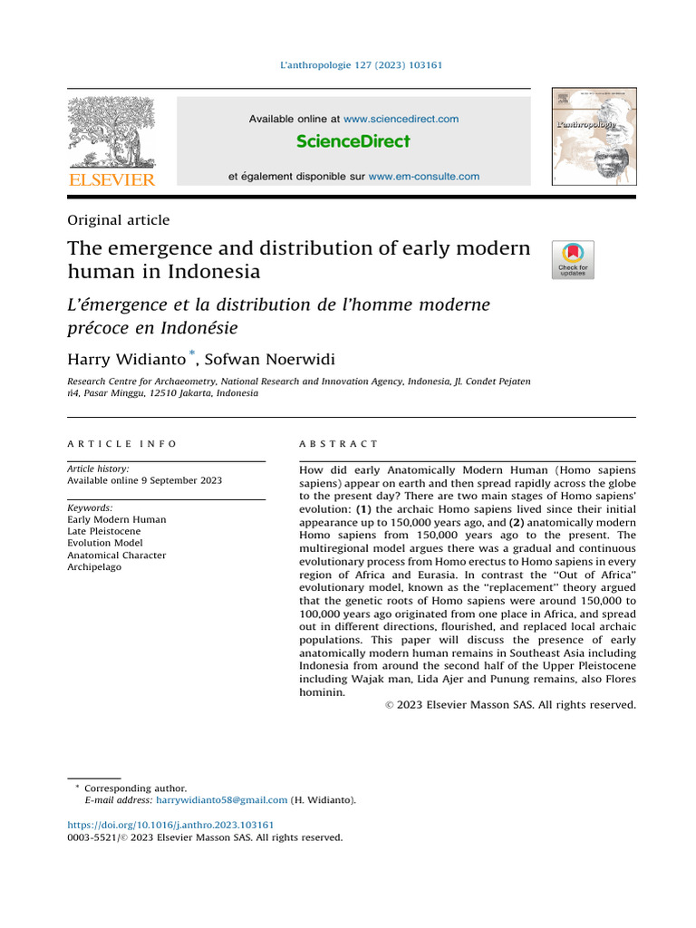 The Emergence and Distribution of Early Modern Human in I 2023 L ...